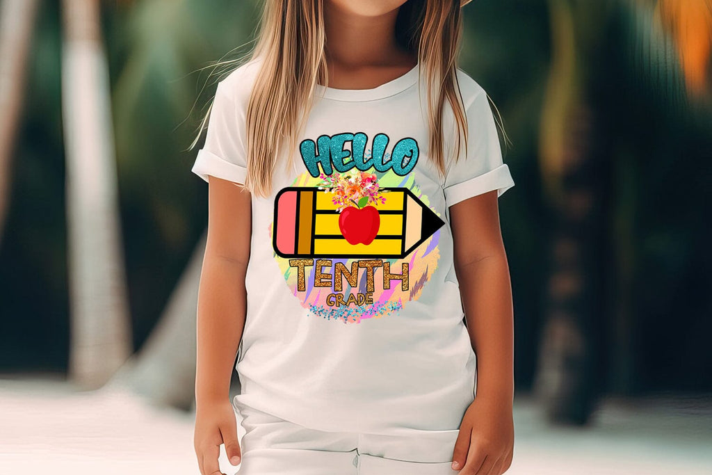 Hello Tenth Grade PNG I First Day School Shirt PNG I School - So Fontsy