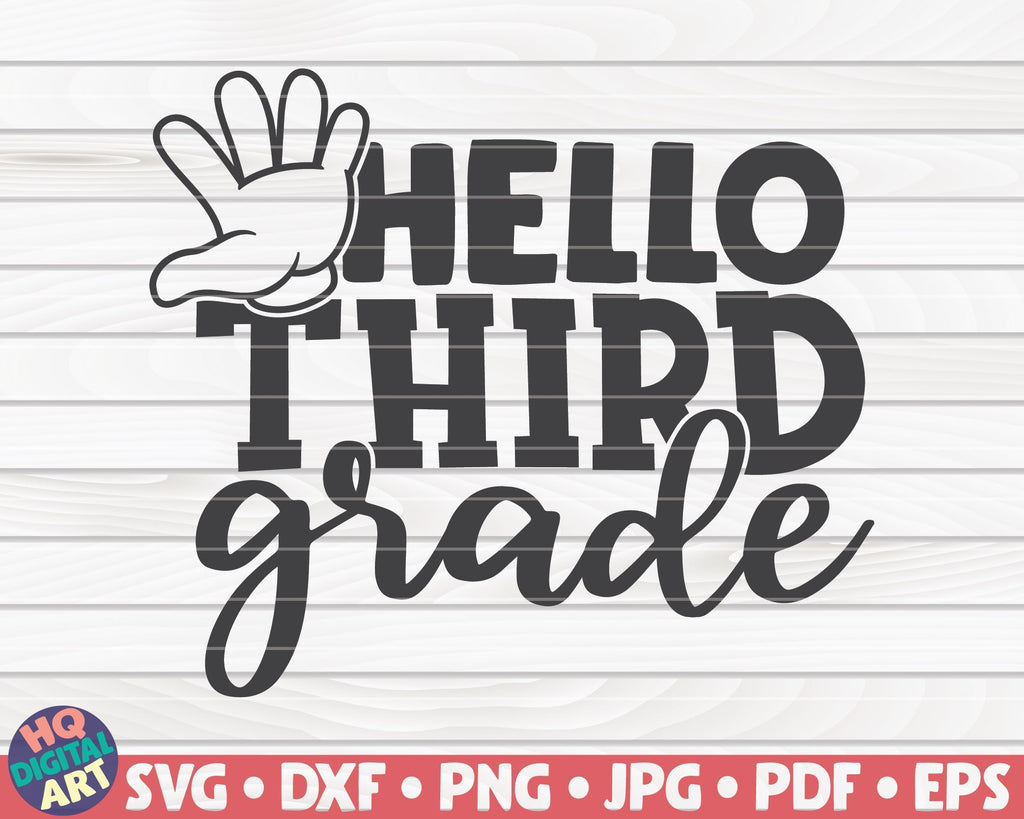 Hello third grade SVG | Back to school design - So Fontsy