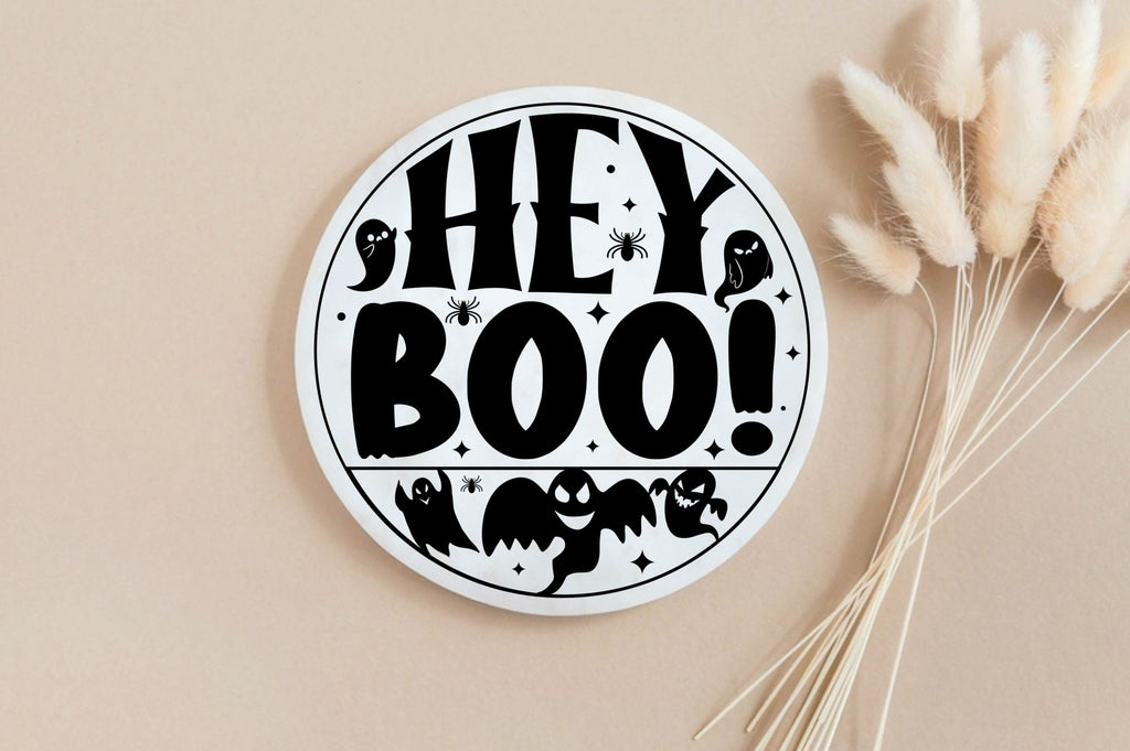 Hey Boo, Halloween Door Sign SVG - So Fontsy