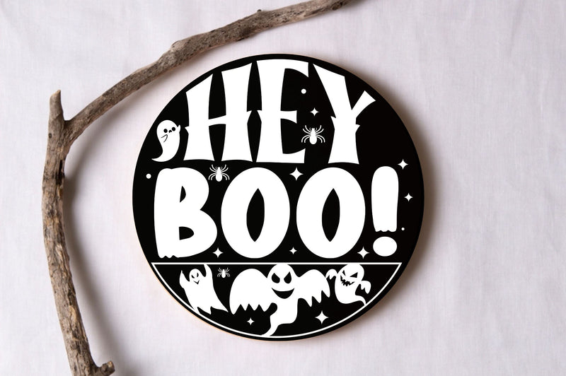 Hey Boo, Halloween Door Sign SVG Bundle - So Fontsy