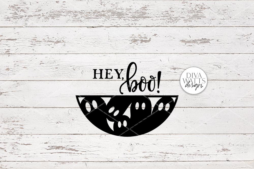 Hey Boo SVG | Halloween Round Sign Design - So Fontsy