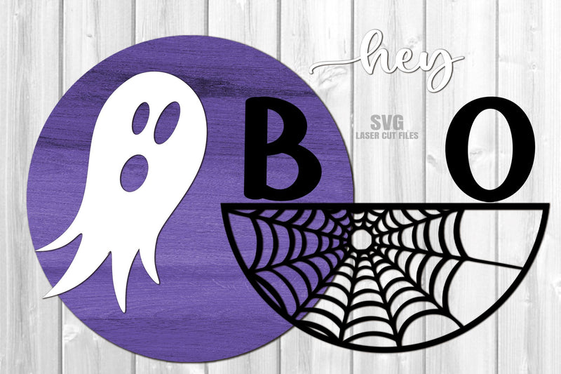 Hey Boo SVG Laser Cut Files | Ghost SVG | Halloween SVG - So Fontsy