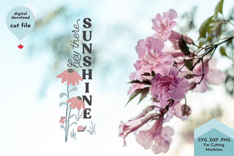 Hey There Sunshine Vertical Sign SVG Cut File - So Fontsy
