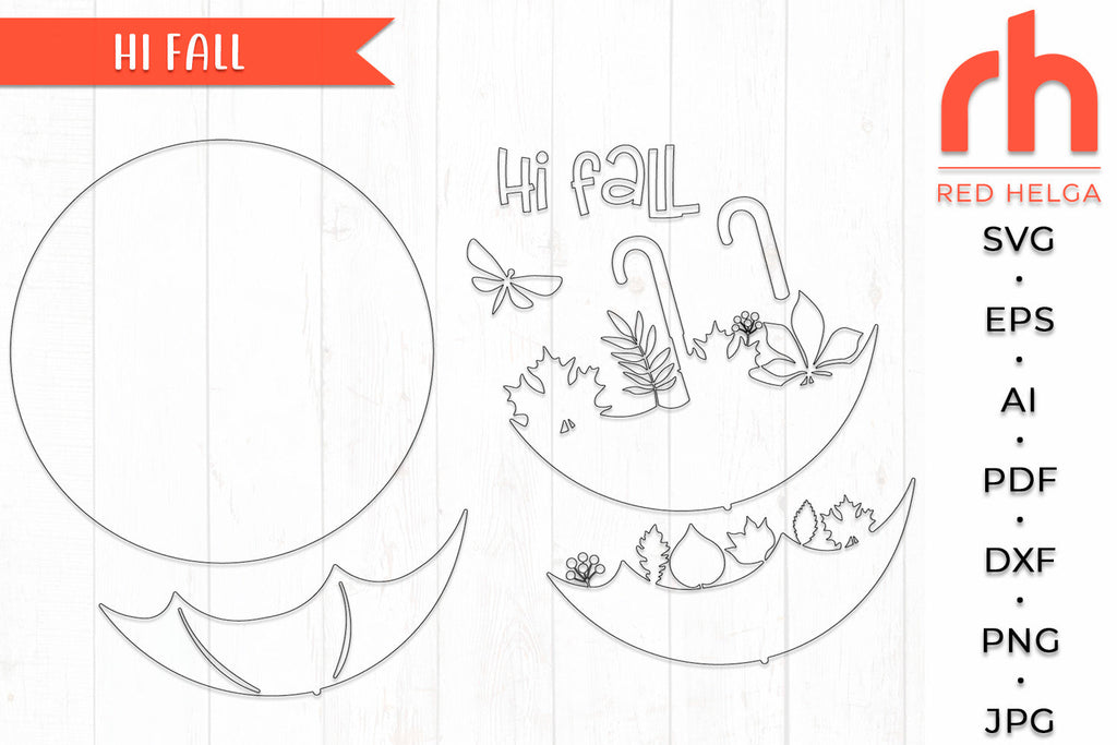 Hi Fall SVG - Door Hanger Cut File - So Fontsy