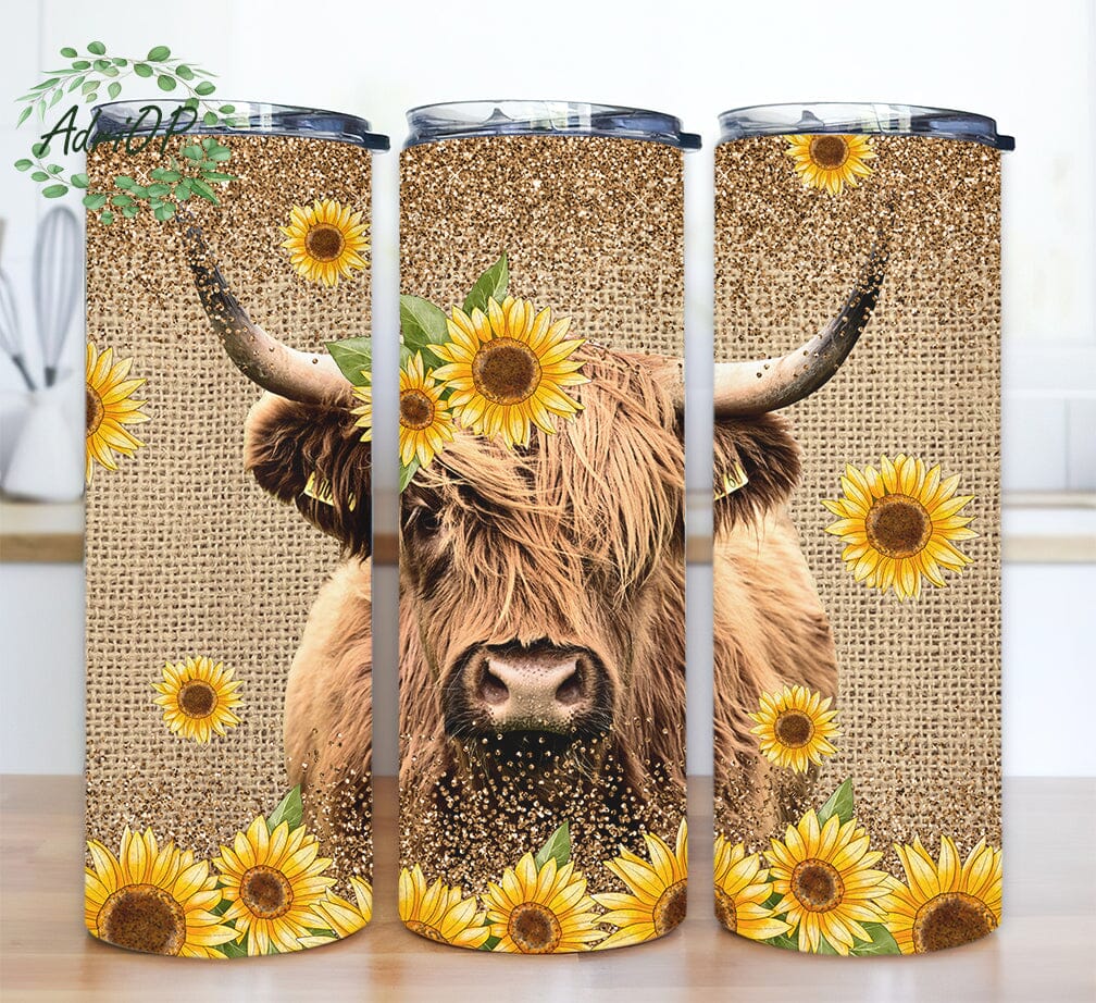 Highland Bull Wrap For 20 Ounce Skinny Straight Tumbler, Highland Cow ...