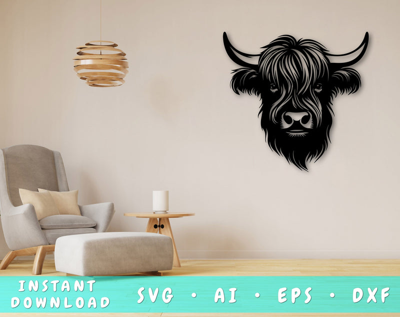 Highland Cow Laser SVG Cut File, Heifer Glowforge File, Highland Cow ...