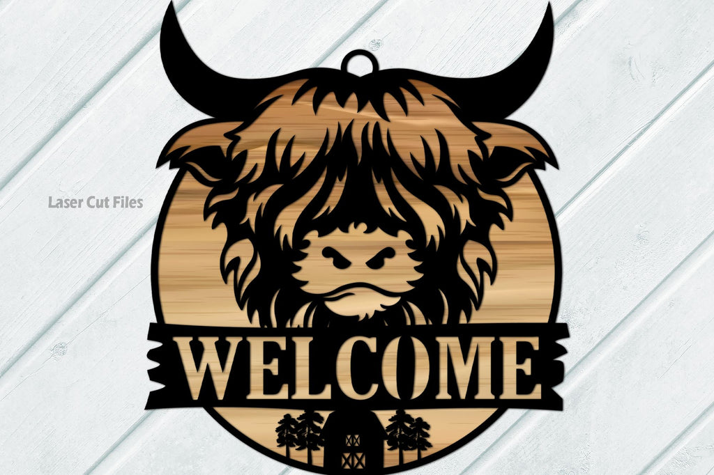 Highland Cow SVG | Cow Head SVG | Welcome Sign SVG | Laser Cut Files ...