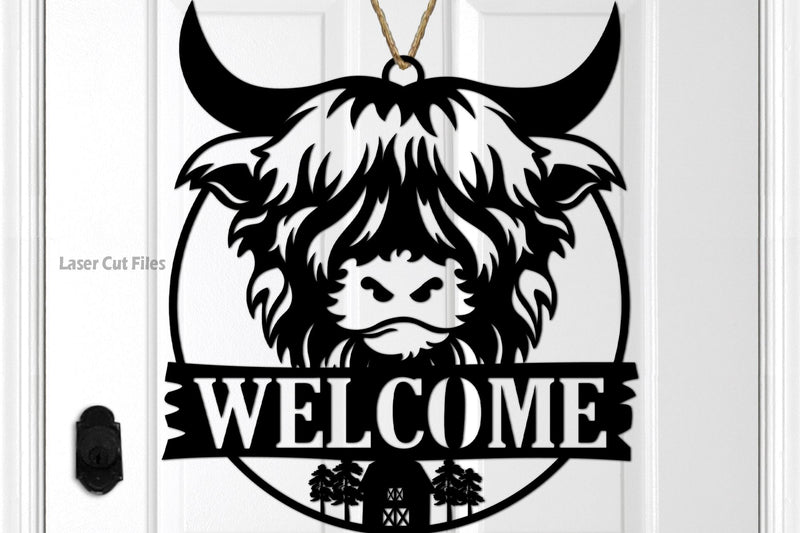 Highland Cow SVG | Cow Head SVG | Welcome Sign SVG | Laser Cut Files ...