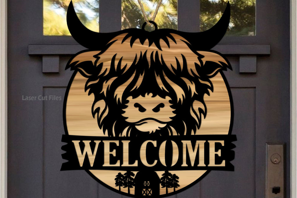 Highland Cow SVG | Cow Head SVG | Welcome Sign SVG | Laser Cut Files ...