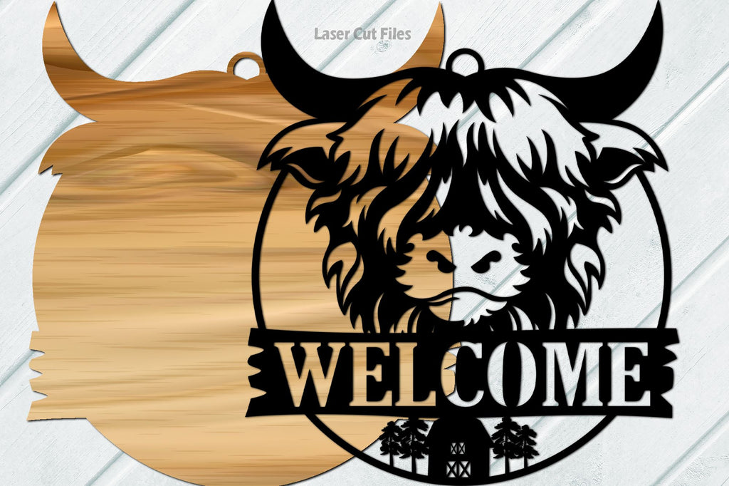 Highland Cow SVG | Cow Head SVG | Welcome Sign SVG | Laser Cut Files ...