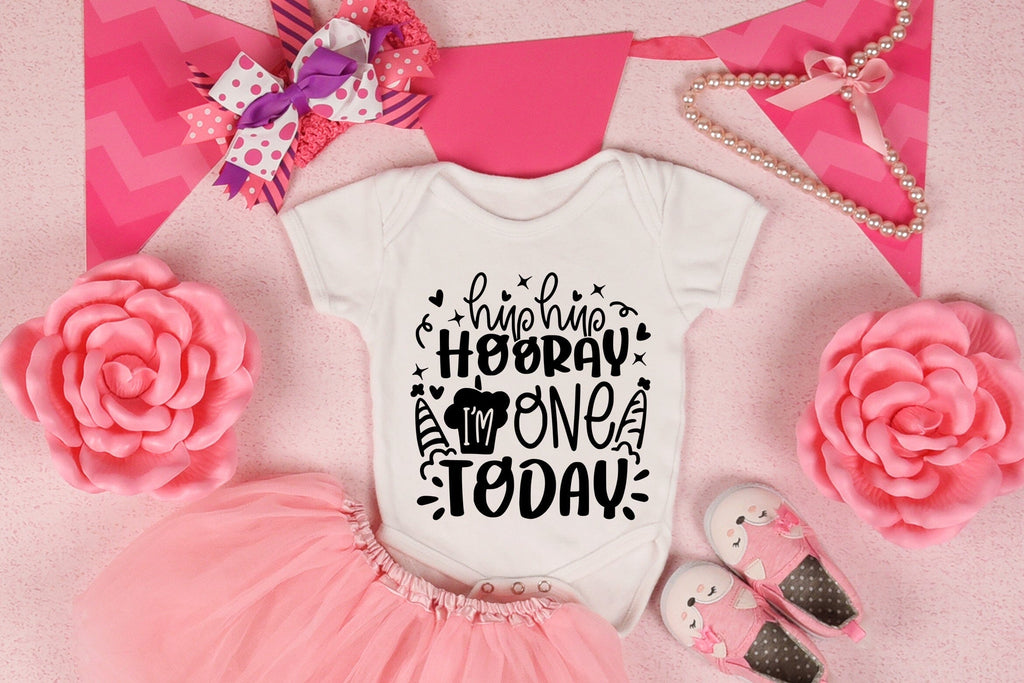 Hip Hip Hooray, I'm One Today. Birthday SVG - So Fontsy