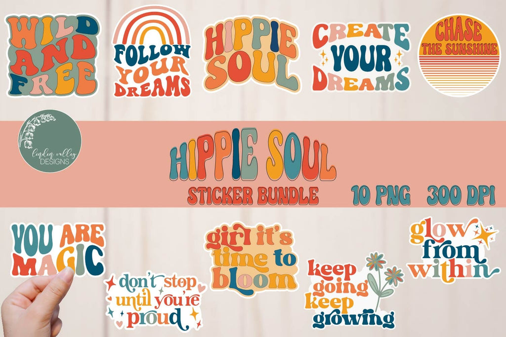 Hippie Soul Sticker Bundle-Retro Stickers PNG-Sticker PNG - So Fontsy