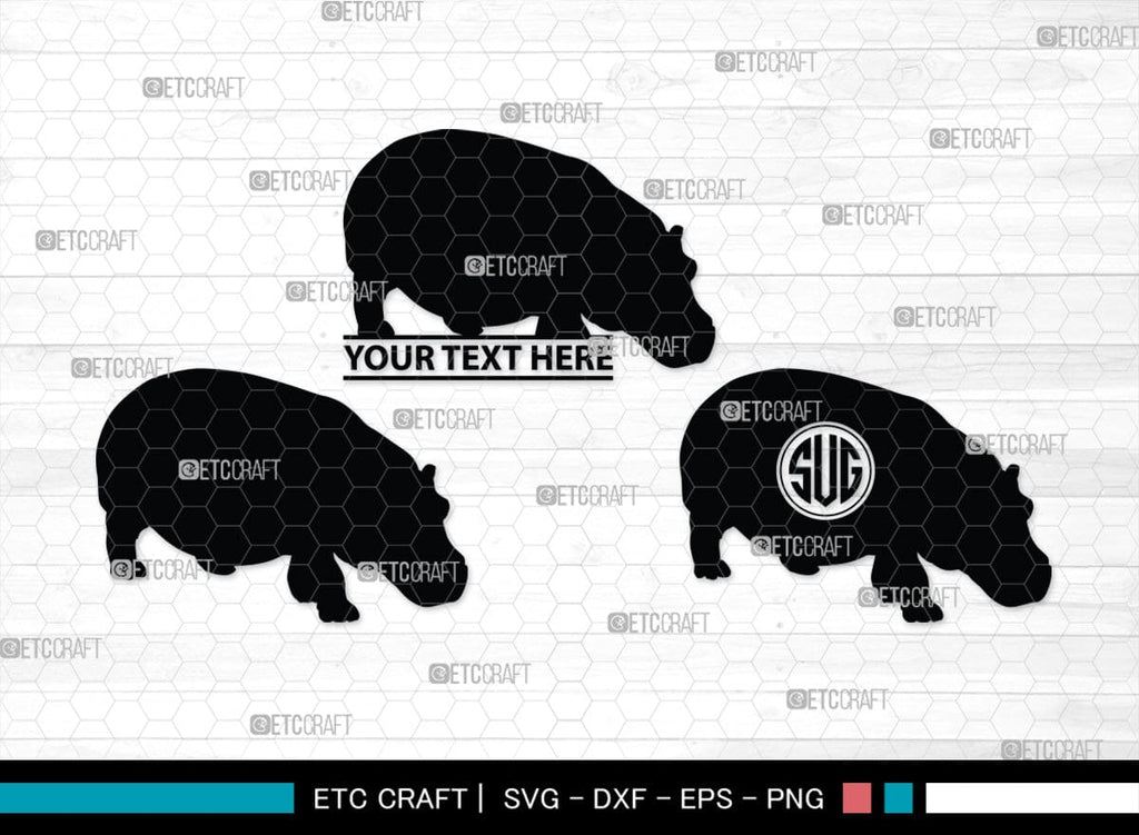 Hippo Monogram, Hippo Silhouette, Hippo SVG, Hippopotamus Svg, Morse ...