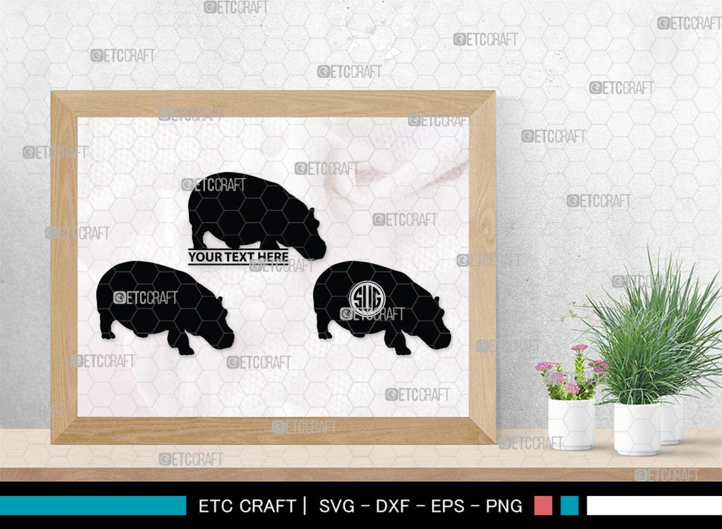 Hippo Monogram, Hippo Silhouette, Hippo SVG, Hippopotamus Svg, Morse ...