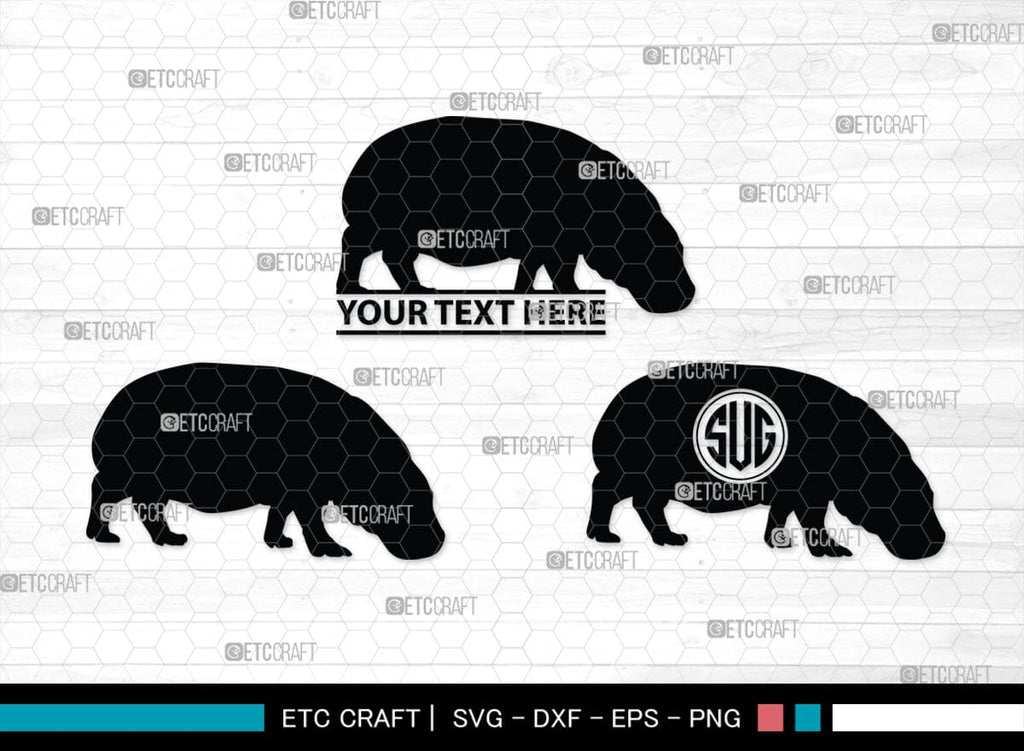 Hippo Monogram, Hippo Silhouette, Hippo SVG, Hippopotamus Svg, Morse ...