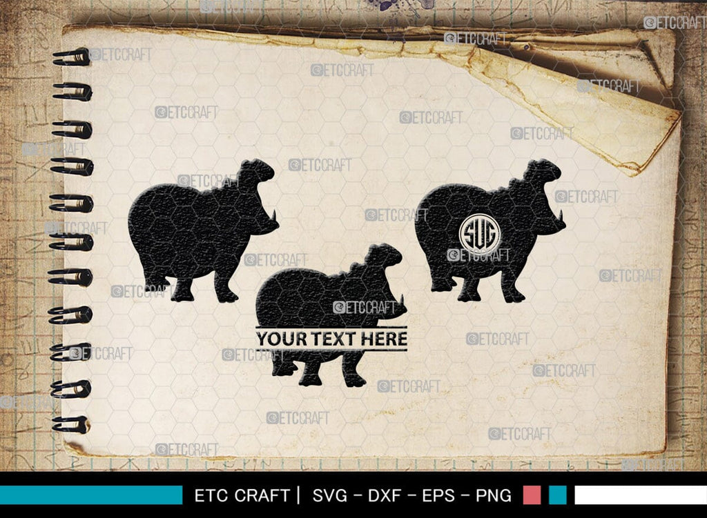 Hippo Monogram, Hippo Silhouette, Hippo SVG, Hippopotamus Svg, Morse ...