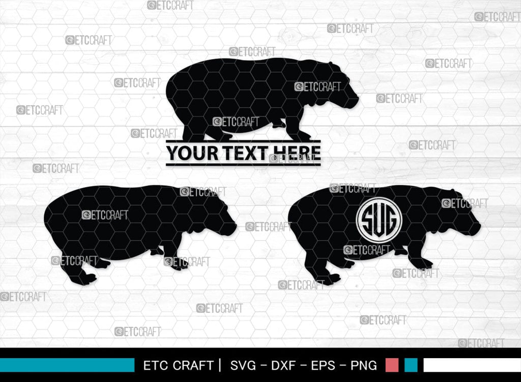 Hippo Monogram, Hippo Silhouette, Hippo SVG, Hippopotamus Svg, Morse ...