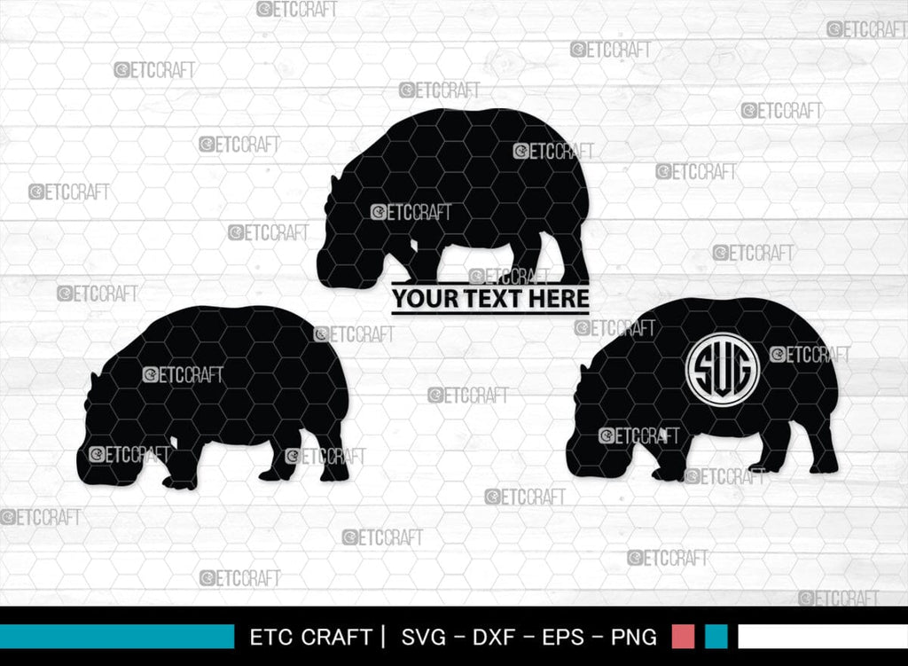 Hippo Monogram, Hippo Silhouette, Hippo SVG, Hippopotamus Svg, Morse ...
