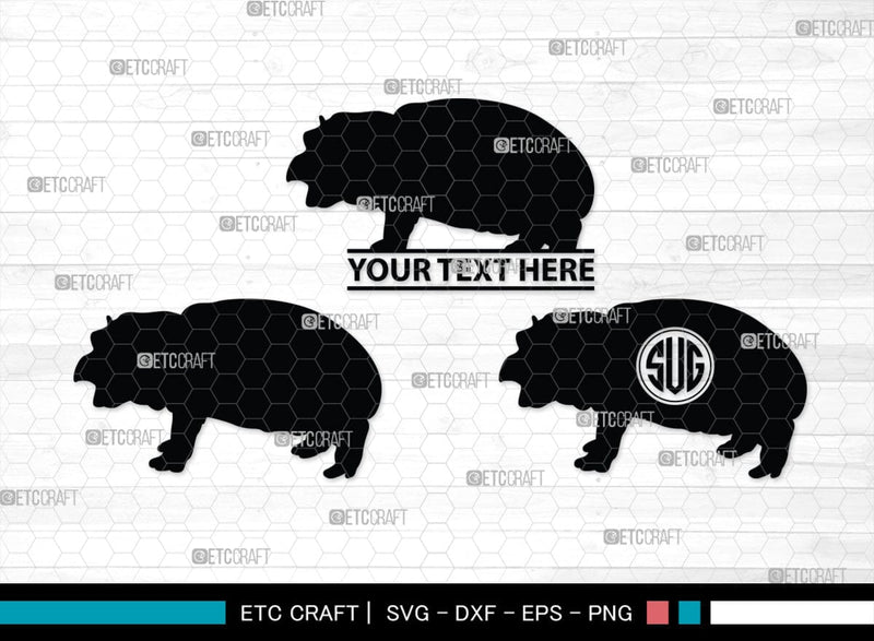 Hippo Monogram, Hippo Silhouette, Hippo SVG, Hippopotamus Svg, Morse ...