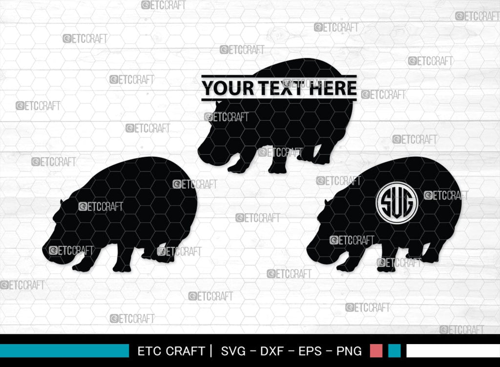 Hippo Monogram, Hippo Silhouette, Hippo SVG, Hippopotamus Svg, Morse ...