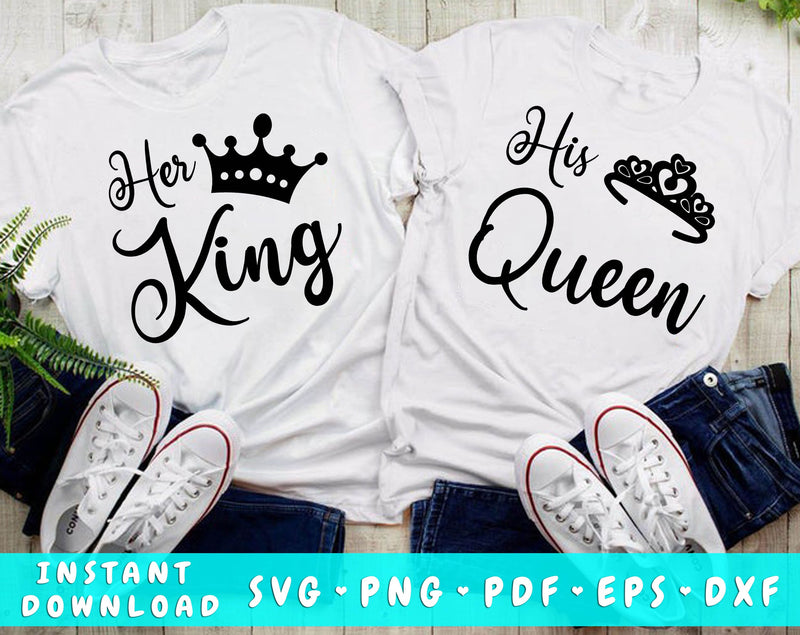 His Queen SVG, Her King SVG - So Fontsy