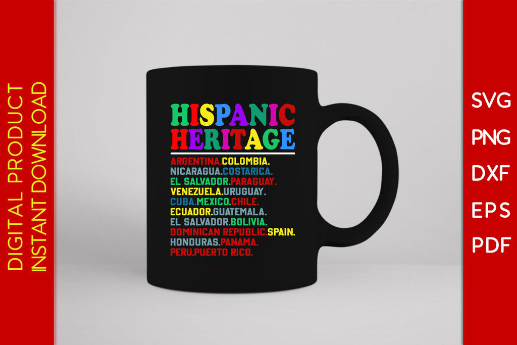 Hispanic Heritage Month Latino Countries Names SVG PNG EPS Cut File ...