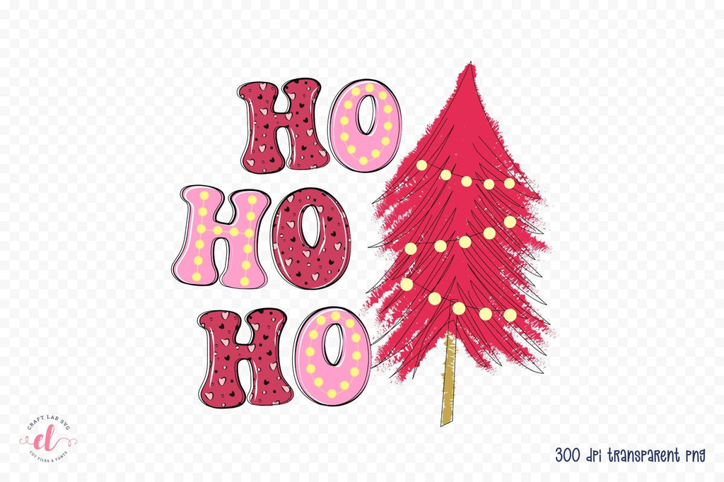 Ho Ho Ho, Pink Christmas Sublimation Design - So Fontsy