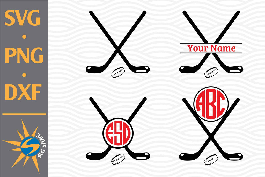Hockey Stick Monogram SVG, PNG, DXF Digital Files Include - So Fontsy