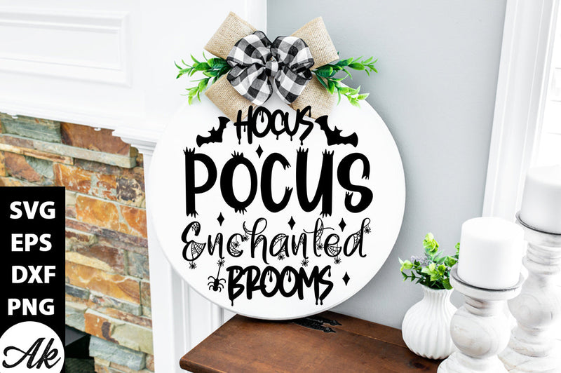 Hocus pocus enchanted brooms Round Sign - So Fontsy