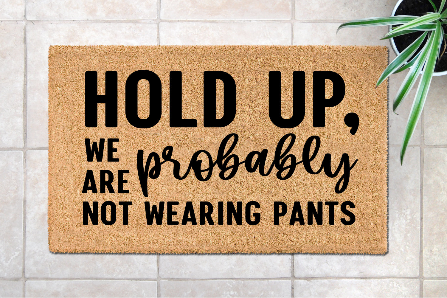 Hold Up ! We are Not Wearing Pants | Funny Doormat SVG PNG DXF - So Fontsy