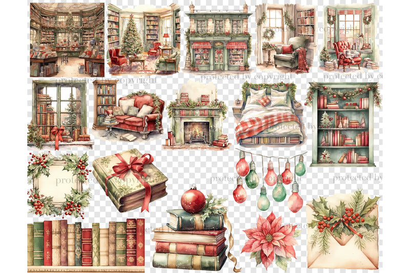 Holiday Reading Clipart | Cozy Winter Illustration - So Fontsy
