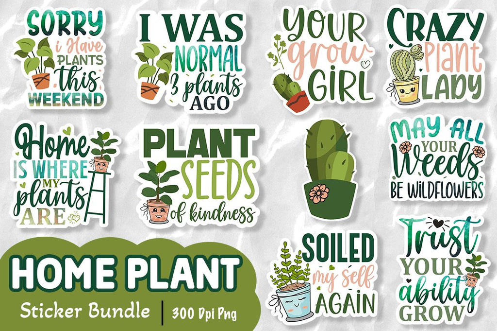 Home Plant Printable Sticker Bundle - So Fontsy