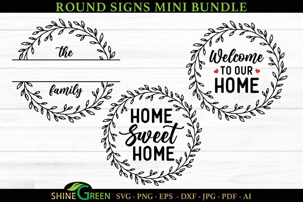Home Sign SVG Bundle with Family Monogram - So Fontsy