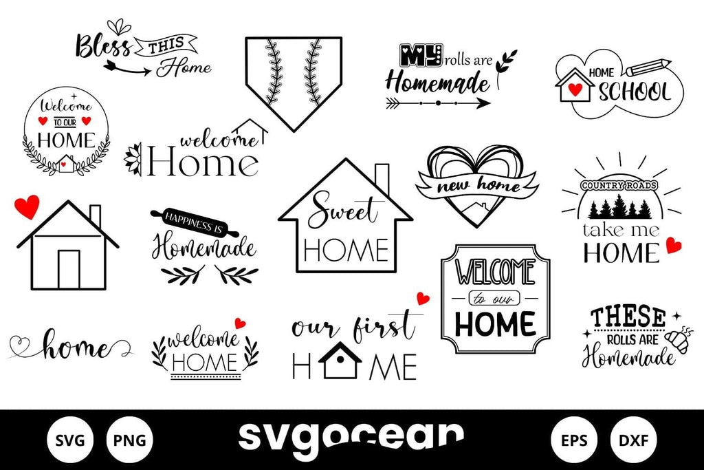 Home SVG Bundle | Clipart | Silhouette | Cut Files - So Fontsy