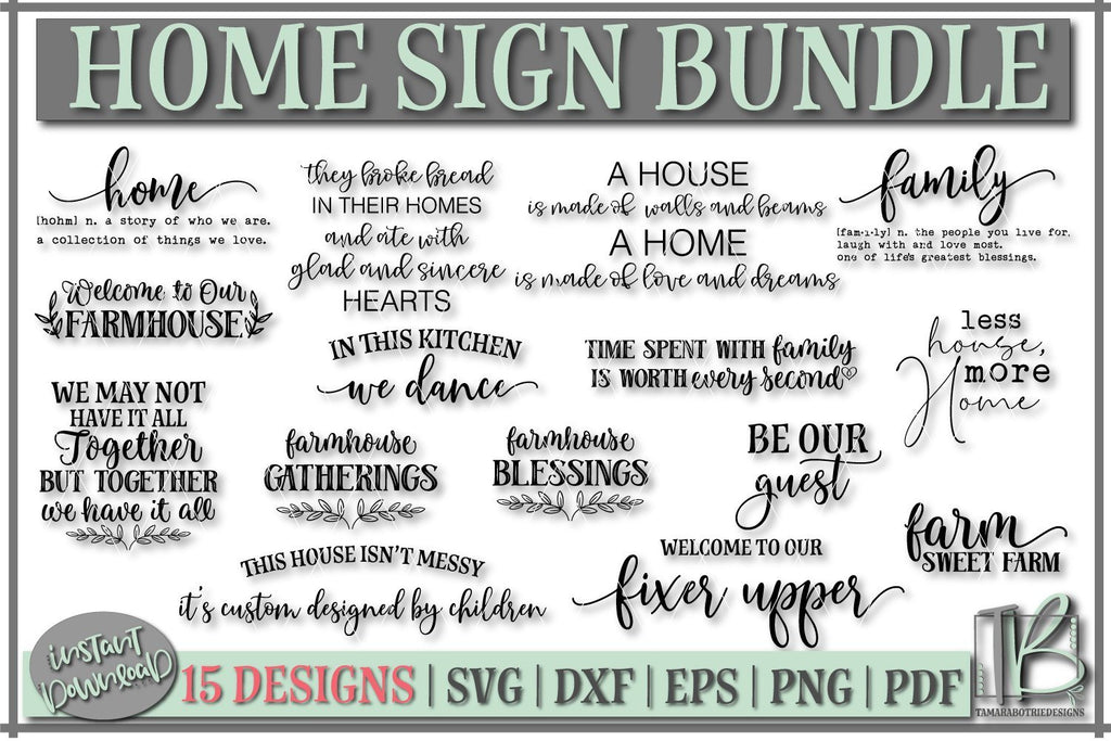 Home SVG Bundle, Home Sign SVG, Family Sign SVG - So Fontsy