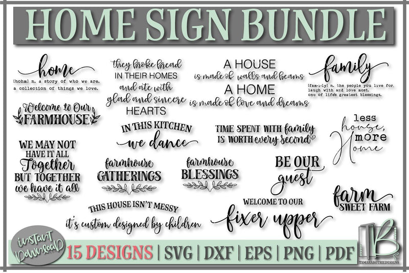 Home SVG Bundle, Home Sign SVG, Family Sign SVG - So Fontsy