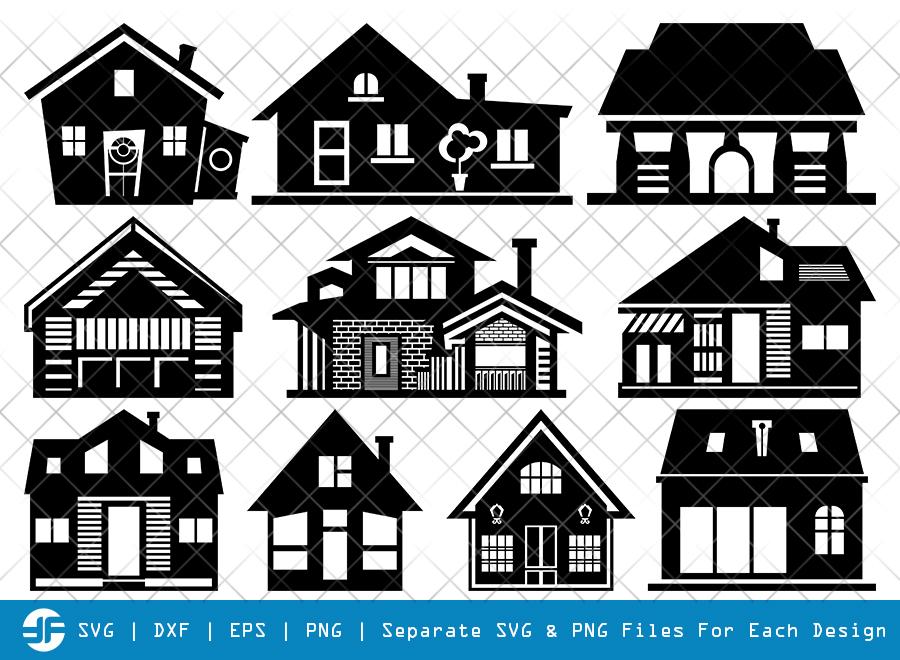 Home SVG Cut Files | Building SVG | House Silhouette Bundle - So Fontsy