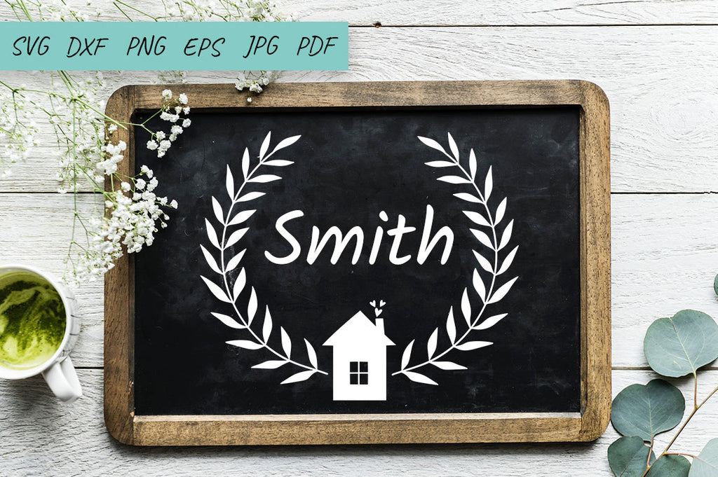 Home SVG, Home monogram, Wreath SVG - So Fontsy
