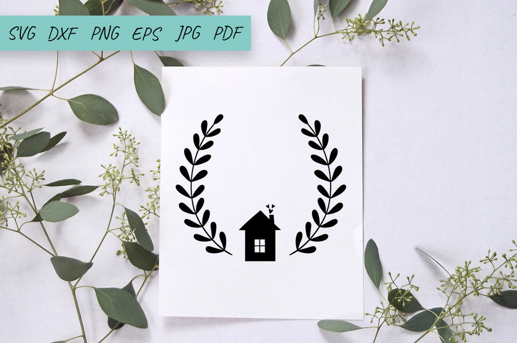 Home SVG, Home monogram, Wreath SVG - So Fontsy