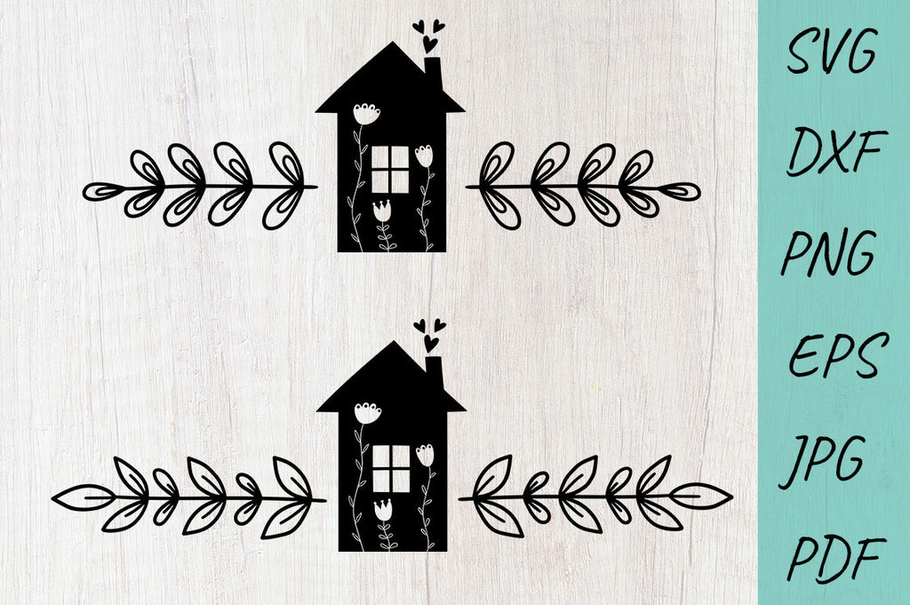 Home SVG, Home monogram wreath, Text divider set - So Fontsy