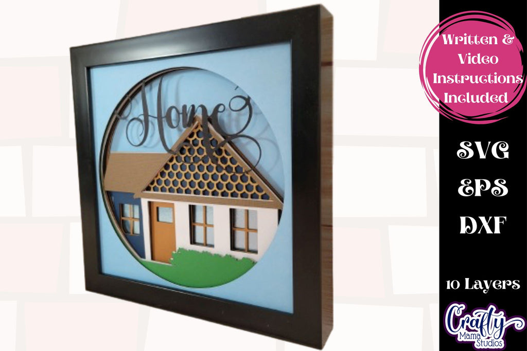 Home Svg Shadow Box, 3D Housewarming Gift Svg Shadow Box - So Fontsy