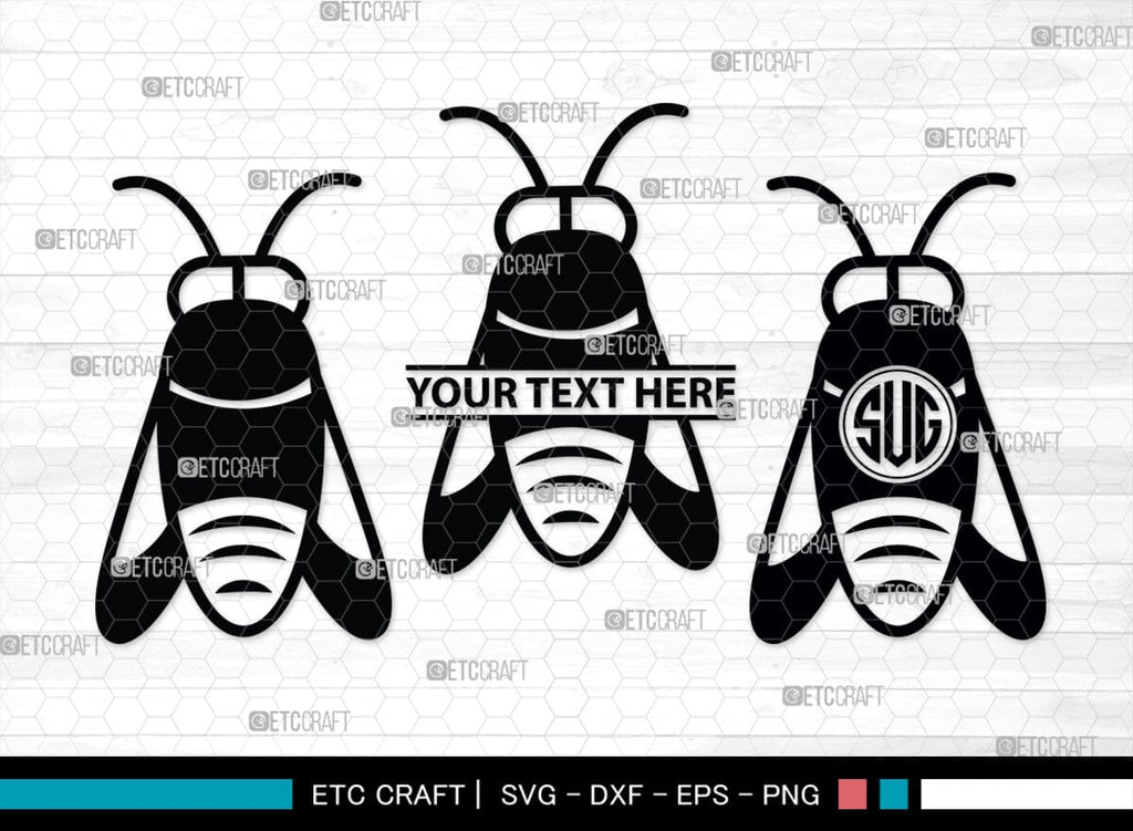 Honey Bees Monogram, Honey Bees Silhouette, Honey Bees SVG, Honey Svg ...