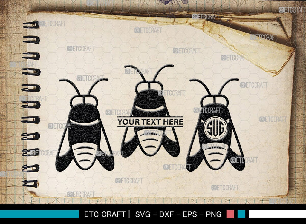 Honey Bees Monogram, Honey Bees Silhouette, Honey Bees SVG, Honey Svg ...