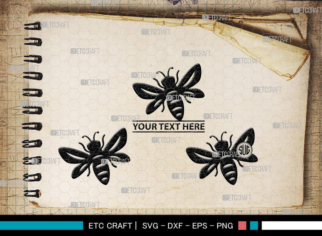 Honey Bees Monogram, Honey Bees Silhouette, Honey Bees SVG, Honey Svg ...