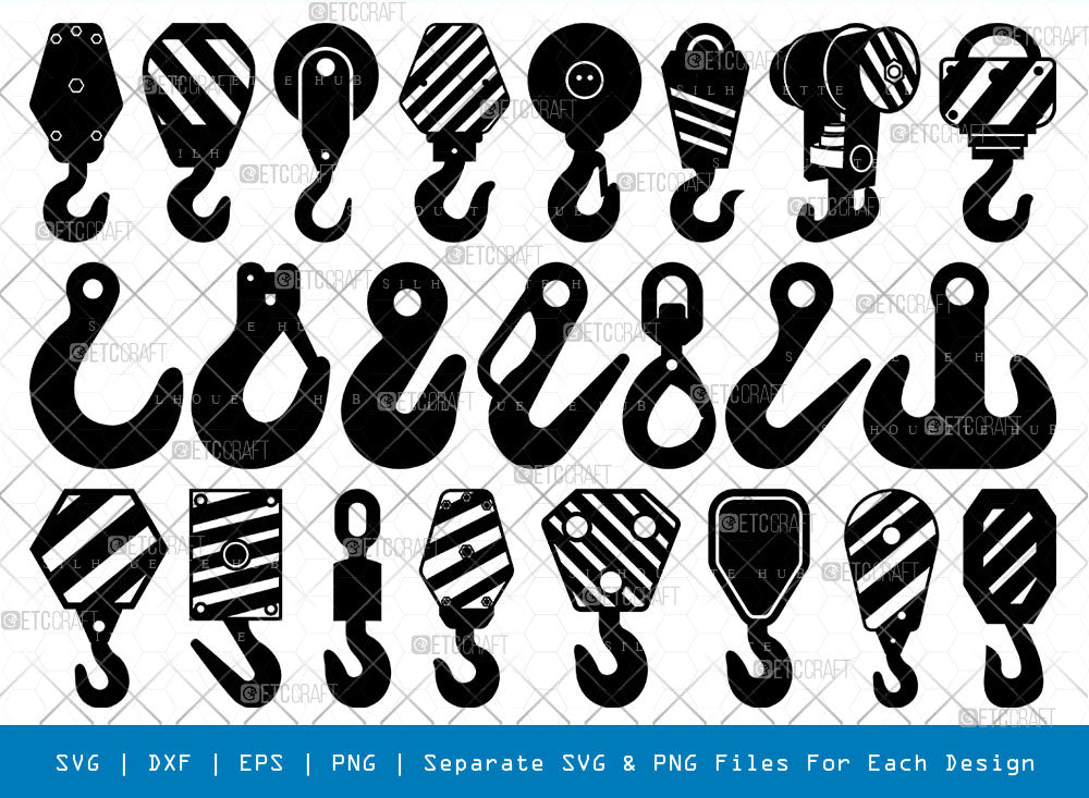 Hook Crane SVG, Hook Silhouette, Chain Hook Svg, Construction Hook Svg ...