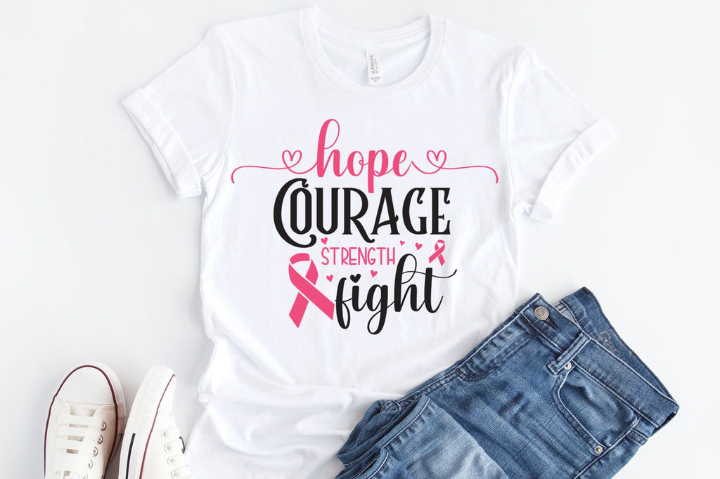 Hope Courage Strength Fight, Breast Cancer SVG - So Fontsy