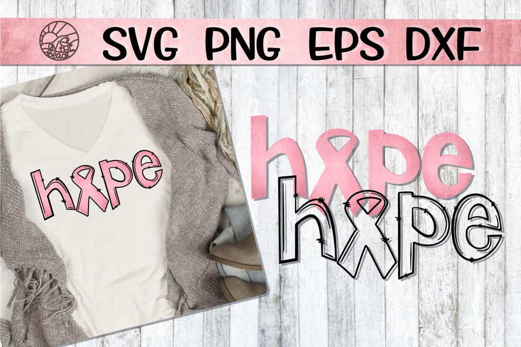 Hope - Doodle - Ribbon - SVG - DXF - EPS - PNG - So Fontsy