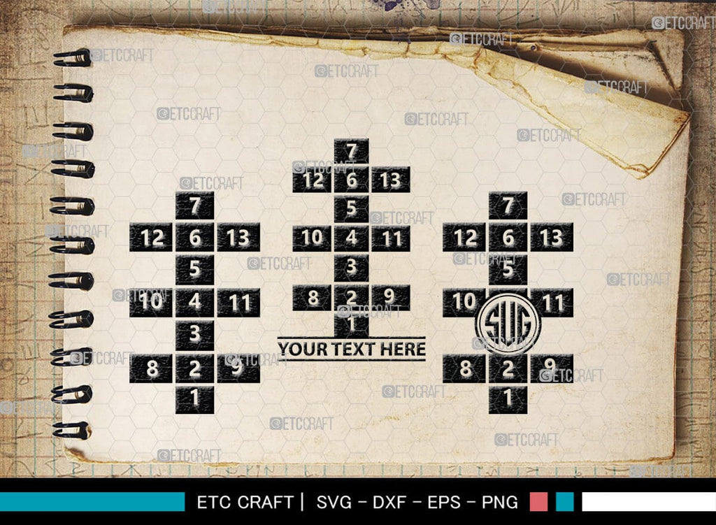 Hopscotch Monogram, Hopscotch Silhouette, Hopscotch SVG, Game Hopscotch ...
