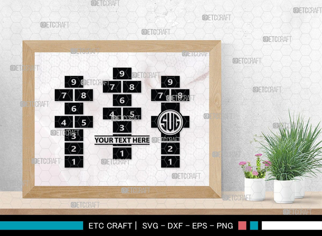 Hopscotch Monogram, Hopscotch Silhouette, Hopscotch SVG, Game Hopscotc ...