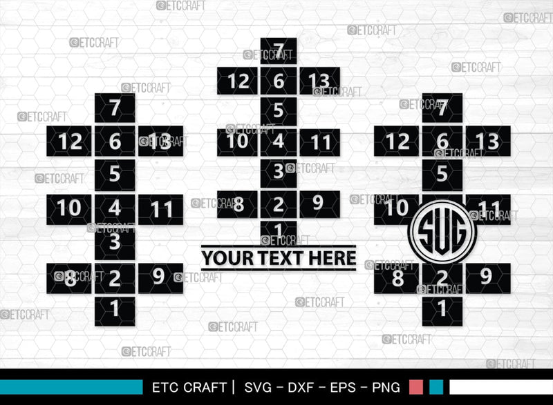 Hopscotch Monogram, Hopscotch Silhouette, Hopscotch SVG, Game Hopscotch ...